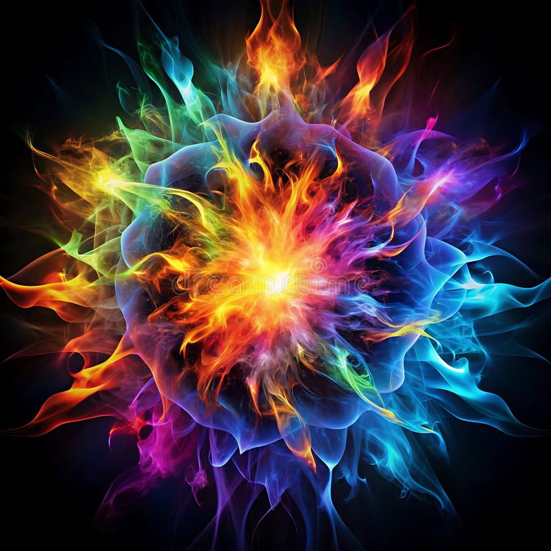 Multi Colored Flame Abstract Black Background Stock Image - Image of ...
