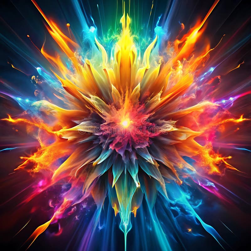 Multi Colored Flame Abstract Black Background Stock Image - Image of ...
