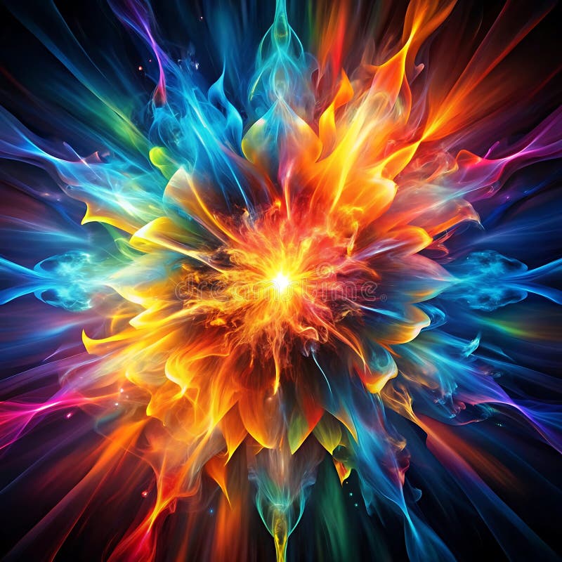 Multi Colored Flame Abstract Black Background Stock Photo - Image of ...