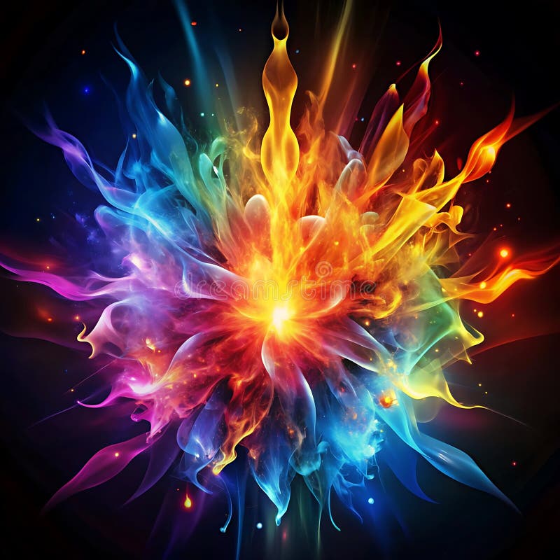 Multi Colored Flame Abstract Black Background Stock Image - Image of ...