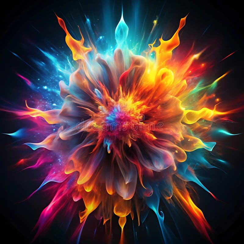 Multi Colored Flame Abstract Black Background Stock Photo - Image of ...