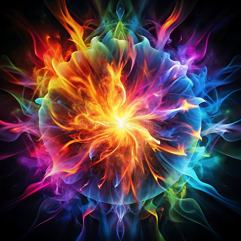 Multi Colored Flame Abstract Black Background Stock Image - Image of ...