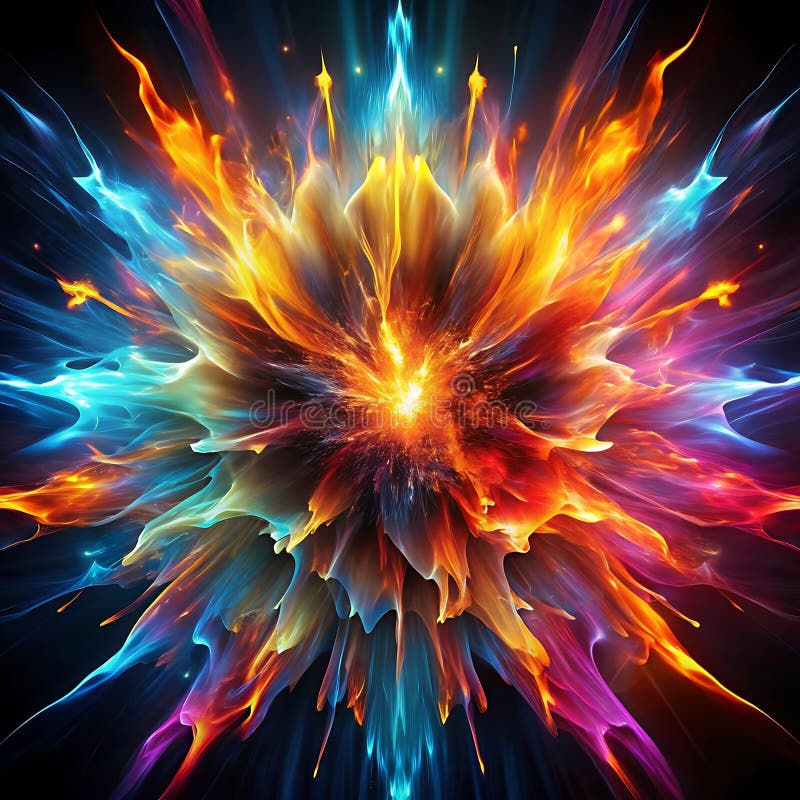 Multi Colored Flame Abstract Black Background Stock Image - Image of ...