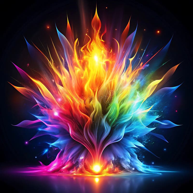 Multi Colored Flame Abstract Black Background Stock Image - Image of ...