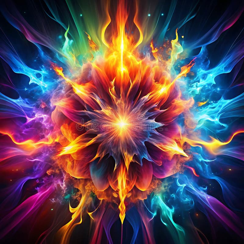 Multi Colored Flame Abstract Black Background Stock Photo - Image of ...