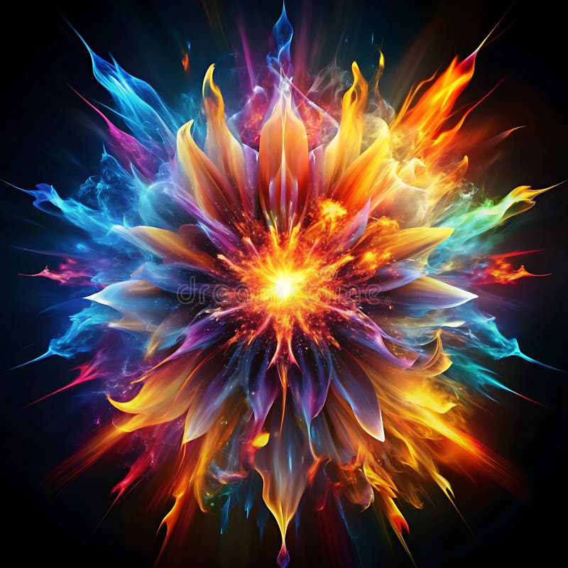 Multi Colored Flame Abstract Black Background Stock Photo - Image of ...
