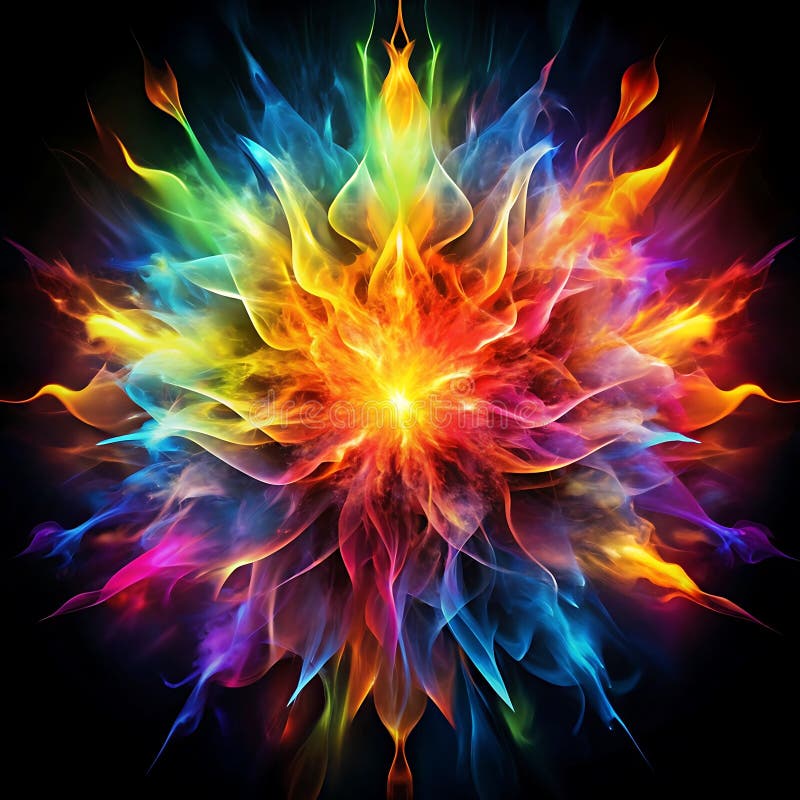 Multi Colored Flame Abstract Black Background Stock Photo - Image of ...