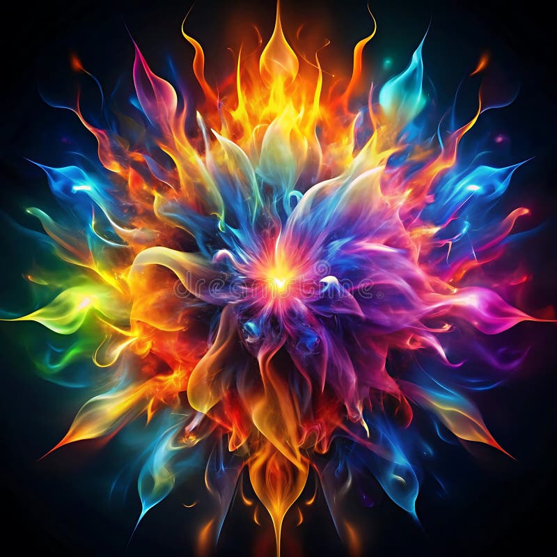 Multi Colored Flame Abstract Black Background Stock Image - Image of ...