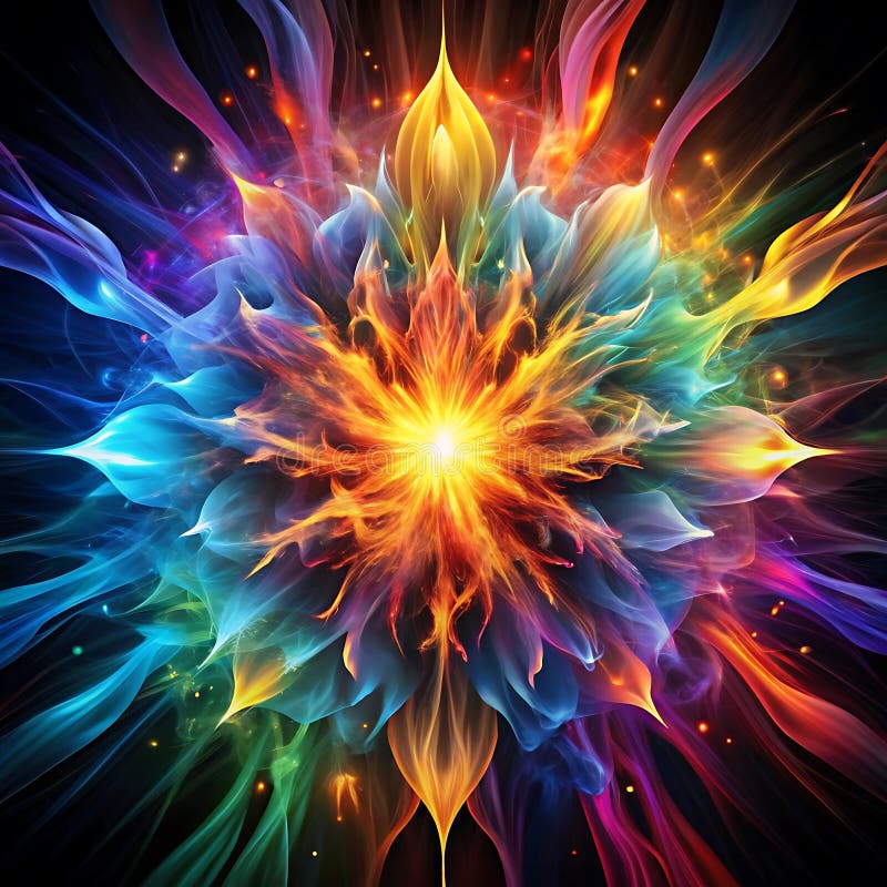 Multi Colored Flame Abstract Black Background Stock Photo - Image of ...