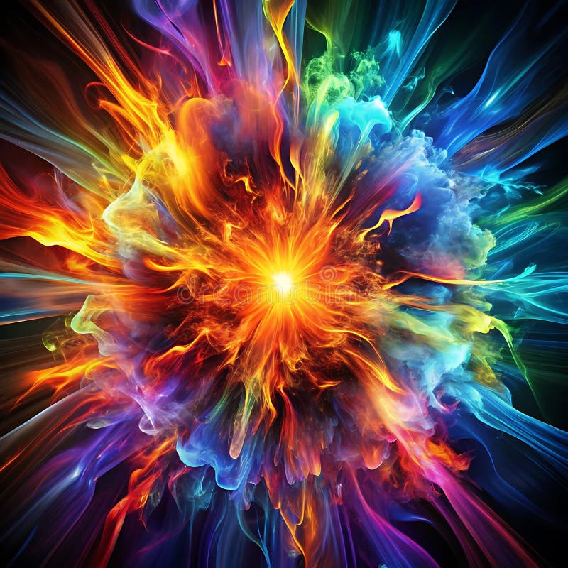 Multi Colored Flame Abstract Black Background Stock Photo - Image of ...