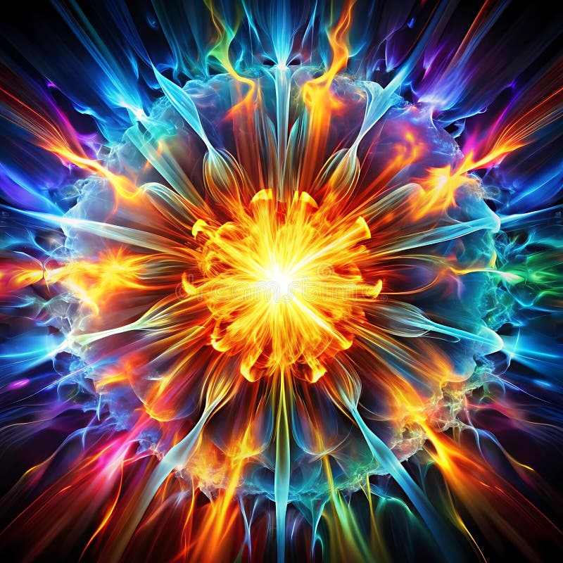 Multi Colored Flame Abstract Black Background Stock Image - Image of ...