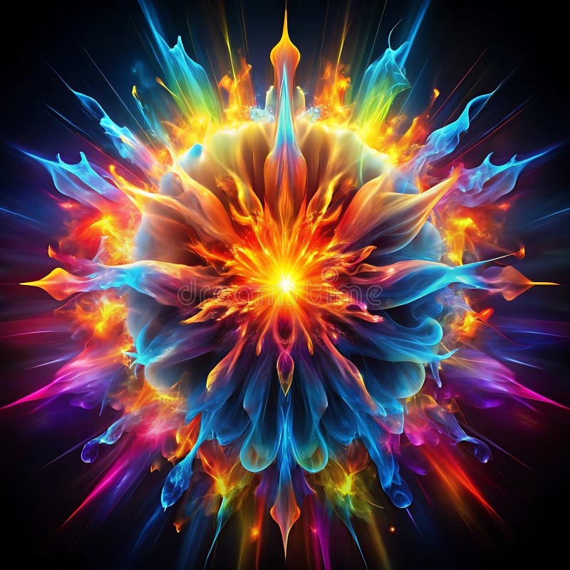 Multi Colored Flame Abstract Black Background Stock Photo - Image of ...