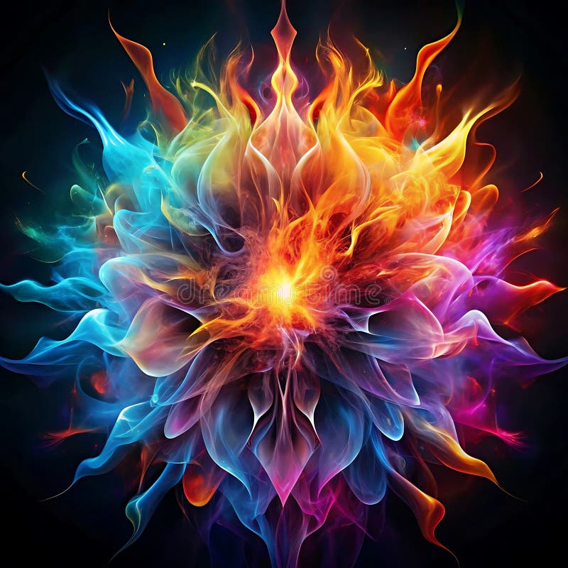 Multi Colored Flame Abstract Black Background Stock Photo - Image of ...