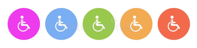 Multi Colored Flat Icons on Round Backgrounds. Disability Multicolor ...