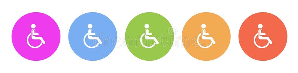 Multi Colored Flat Icons on Round Backgrounds. Disability Multicolor ...