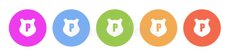 Multi Colored Flat Icons on Round Backgrounds. Police Shield Multicolor ...