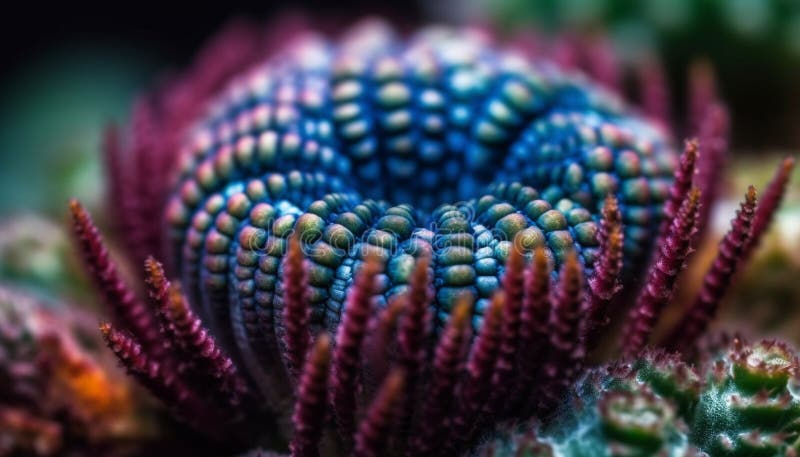 Multi Colored Flower Head in Sharp Focus Underwater on Coral Reef ...
