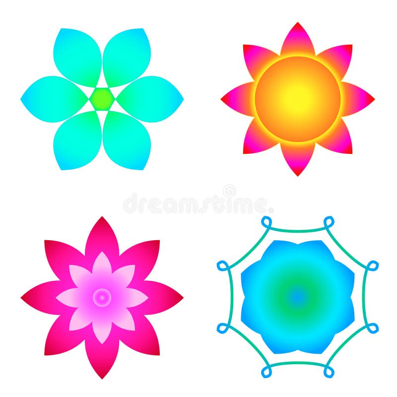 Multi-colored Flowers, Lotus Set Stock Illustration - Illustration of ...