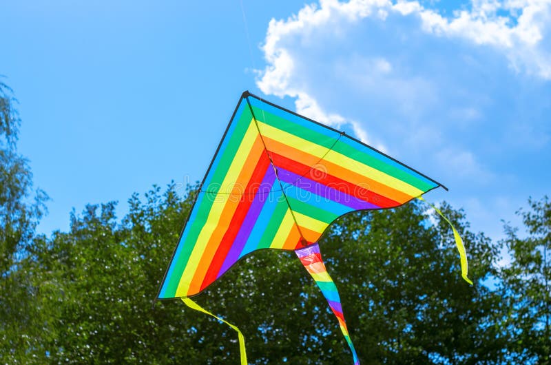 Multi-colored Flying Kite Game Stock Image - Image of recreation, hope ...