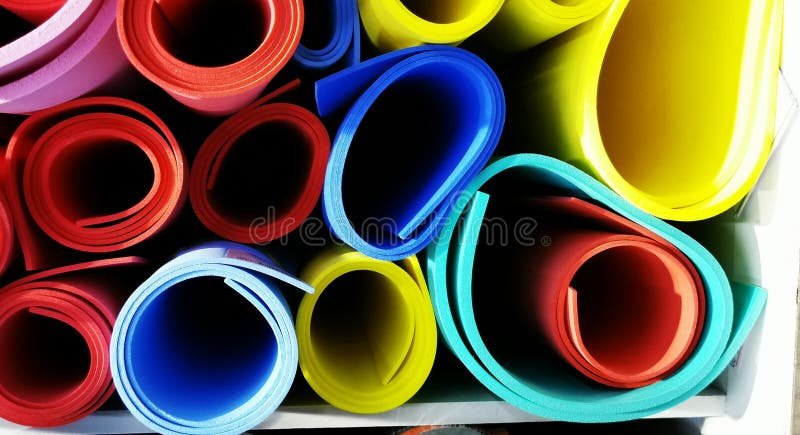 Multi-colored Foam Rubber Rolls are Stored in a Box. Stock Image ...