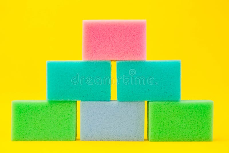 Multi-colored Foam Rubber Sponge for Cleaning and Washing Dishes on a ...