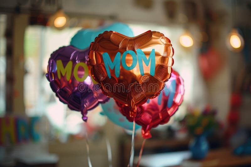 Multi Colored Foil Balloons Shape Word Mom Kitchen Stock Photos - Free ...