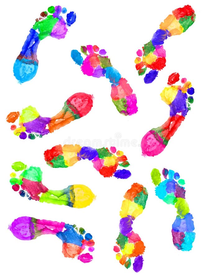 Multi Colored footprints stock illustration. Illustration of ...
