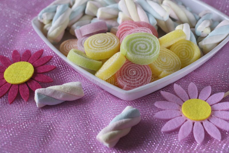 Multi-colored FRUIT FLAVOR Fluffy Marshmallows, Tasty, Colorful ...