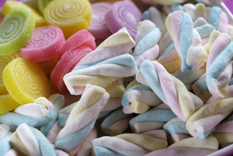 Multi-colored FRUIT FLAVOR Fluffy Marshmallows, Tasty, Colorful ...