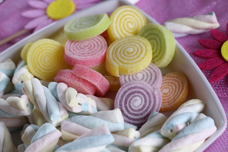 Multi-colored FRUIT FLAVOR Fluffy Marshmallows, Tasty, Colorful ...