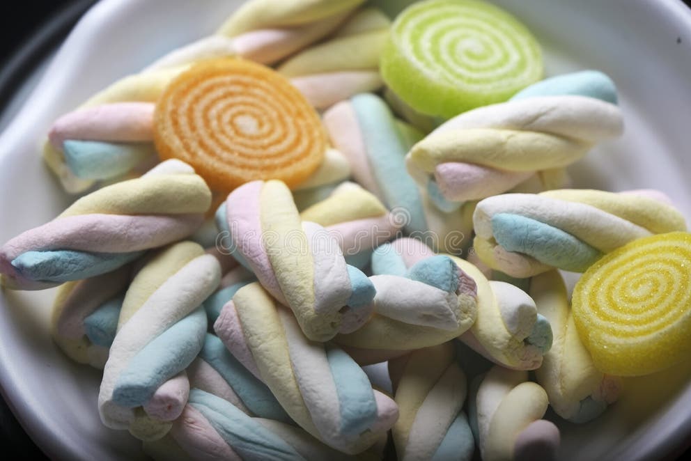 Multi-colored FRUIT FLAVOR Fluffy Marshmallows, Tasty, Colorful ...