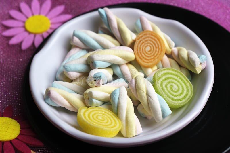 Multi-colored FRUIT FLAVOR Fluffy Marshmallows, Tasty, Colorful ...