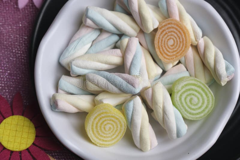 Multi-colored FRUIT FLAVOR Fluffy Marshmallows, Tasty, Colorful ...