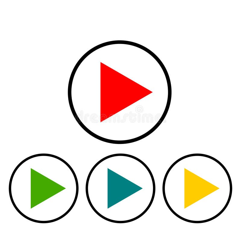 Multi-colored Gameplay Button in Circle Stock Illustration ...