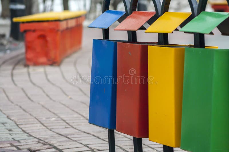 Multi-colored Garbage Bins for Separate Waste Collection Stock Image ...