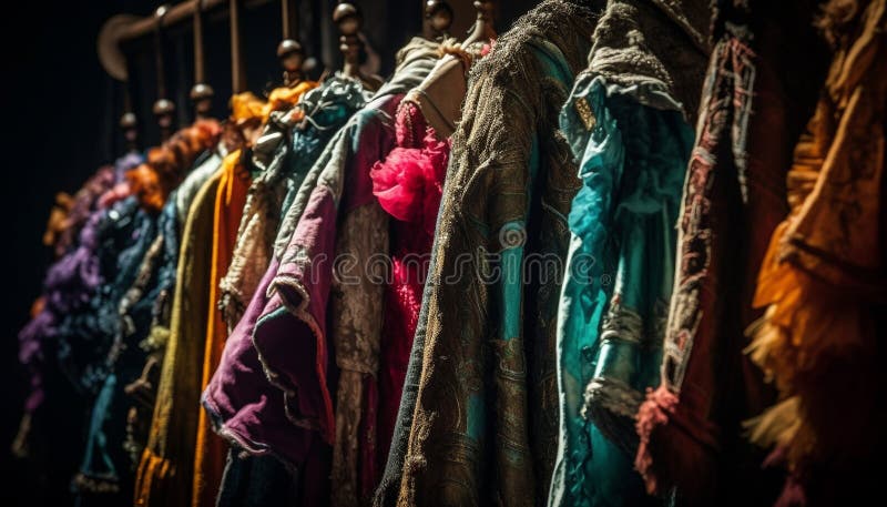 Multi Colored Garments Hanging in Fashionable Clothing Store Generative ...