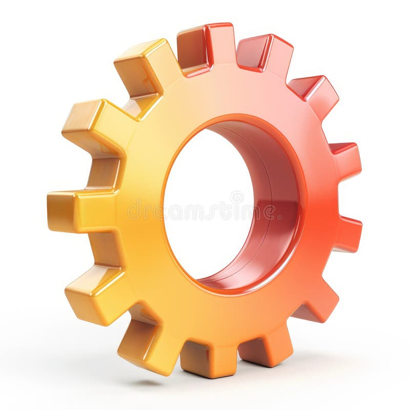 Shiny Orange and Red Gear Cogwheel: 3D Render Stock Illustration ...