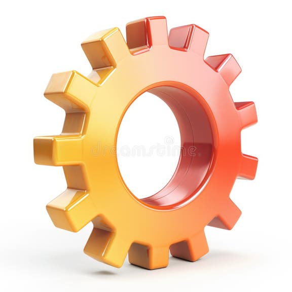 Shiny Orange and Red Gear Cogwheel: 3D Render Stock Illustration ...
