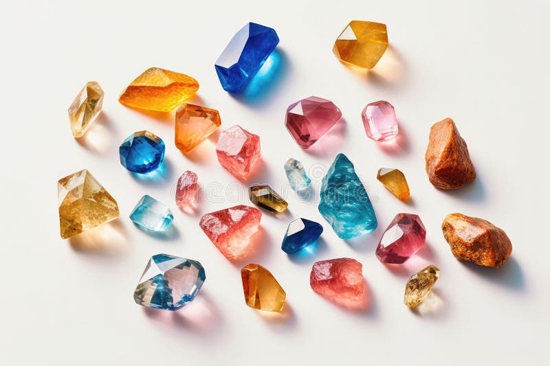 Multi-Colored Gems on a White Background. Generative AI Stock ...