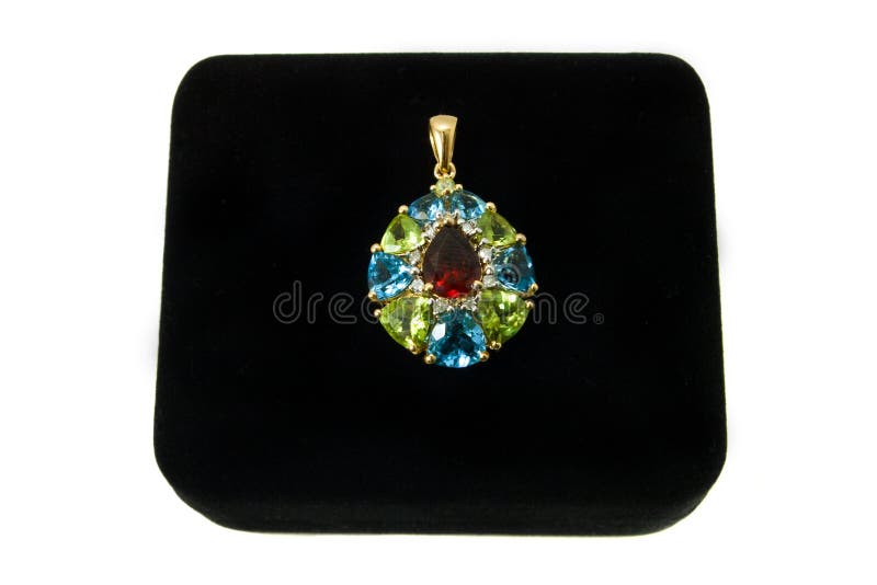 Multi-colored Gemstone Pendant Stock Image - Image of jewelry, garnet ...