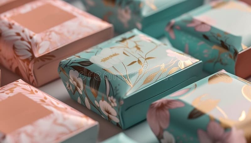 Multi Colored Gift Box Stack, Wrapped in Ornate Paper Generated by AI ...