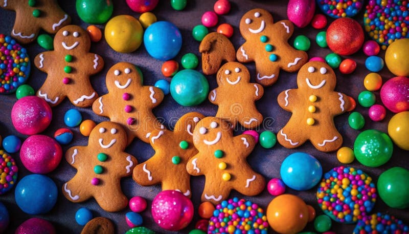 Multi Colored Gingerbread Men Create a Cheerful Season Generated by AI ...