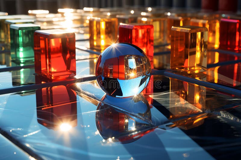 Multi-colored Glass Balls and Cubes Stock Illustration - Illustration ...