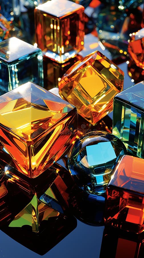 Multi-colored Glass Balls and Cubes Stock Illustration - Illustration ...