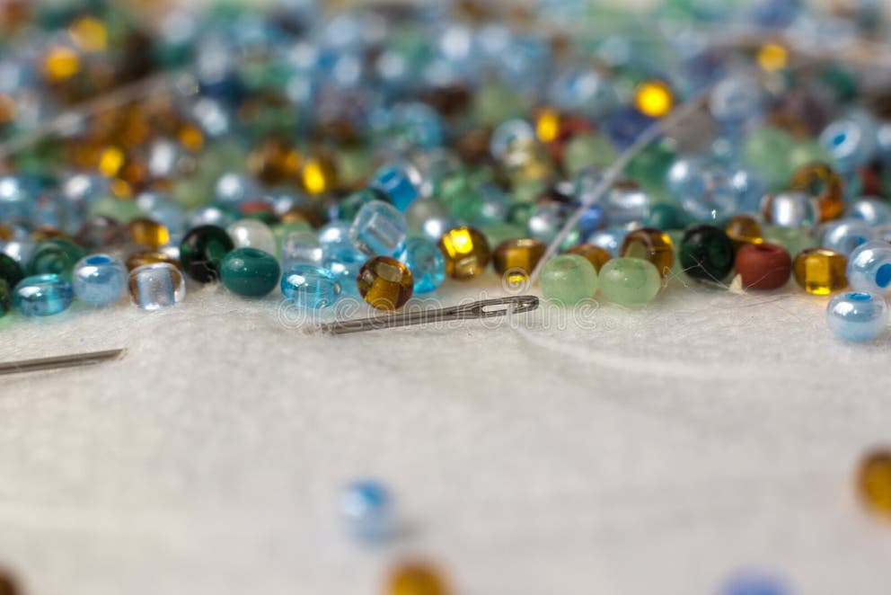 Multi-colored Glass Beads for Embroidery Stock Photo - Image of making ...