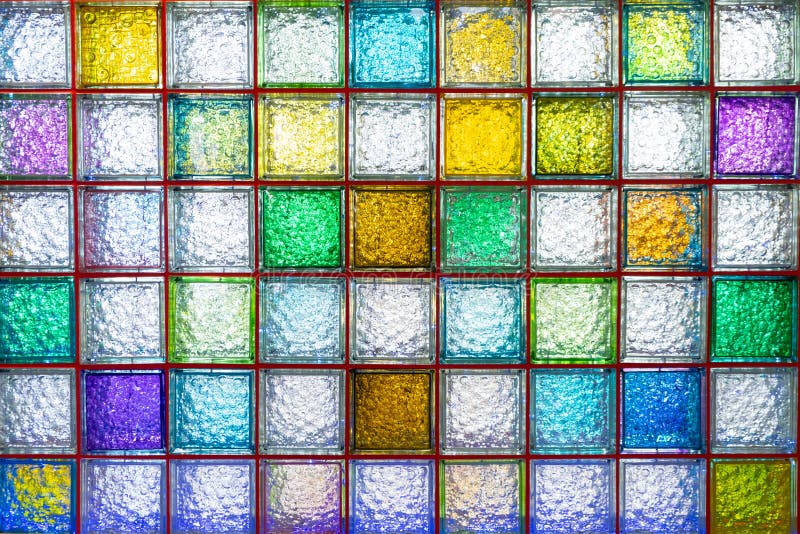 Multi-colored Glass Bricks Shine from the Light. Colored Mosaic Stock ...
