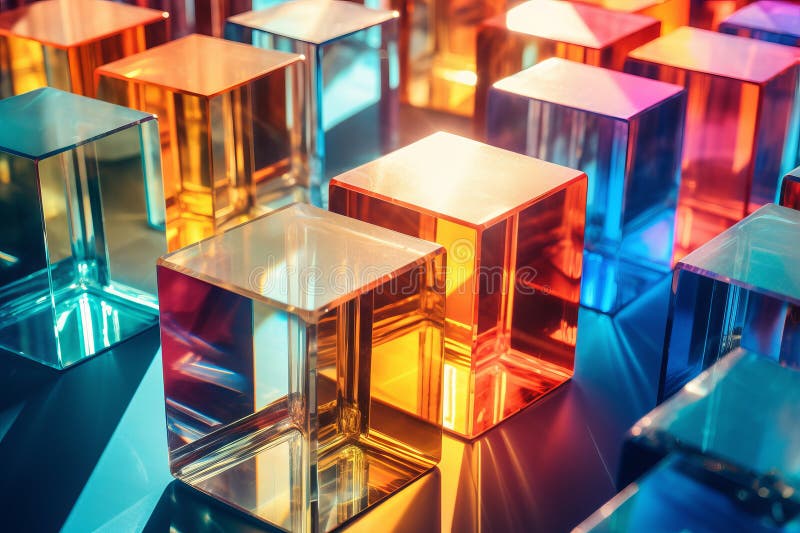 Multi-colored Glass Cubes in the Rays of the Sun Stock Image - Image of ...