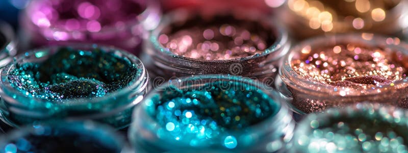 Multi-colored Glitter in Boxes. Selective Focus Stock Image - Image of ...