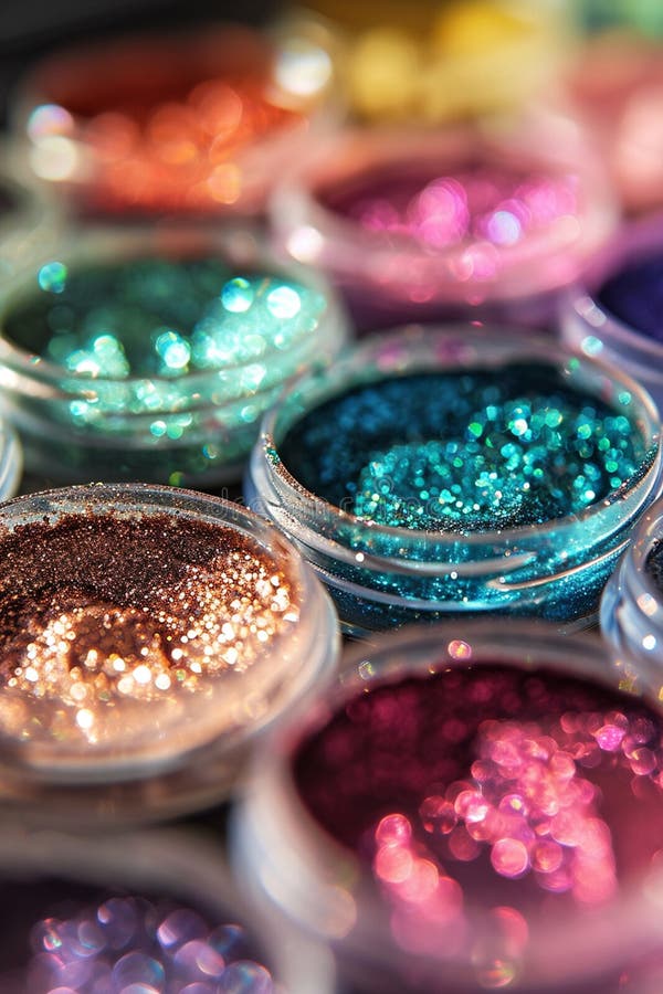 Multi-colored Glitter in Boxes. Selective Focus Stock Photo - Image of ...