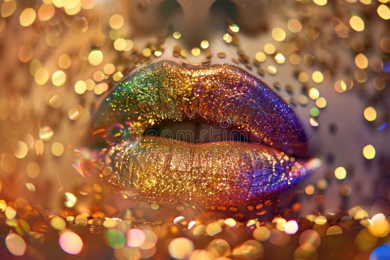 Multi-colored Glitter Lips, a Rainbow of Sparkling Hues Blending ...